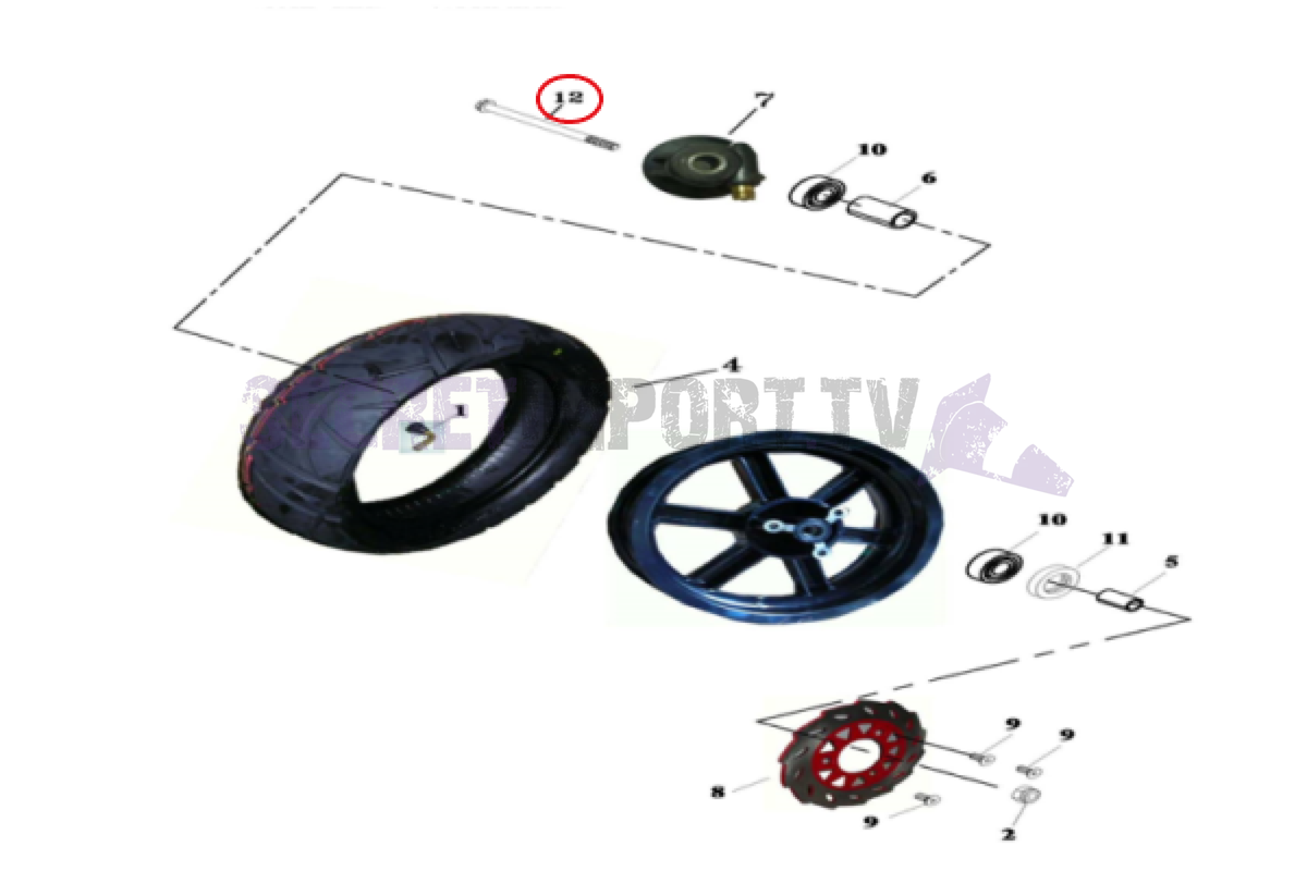 Front Wheel Axle Adly OEM (Adly GTA / GTS-R Only) - Essieu de roue ...