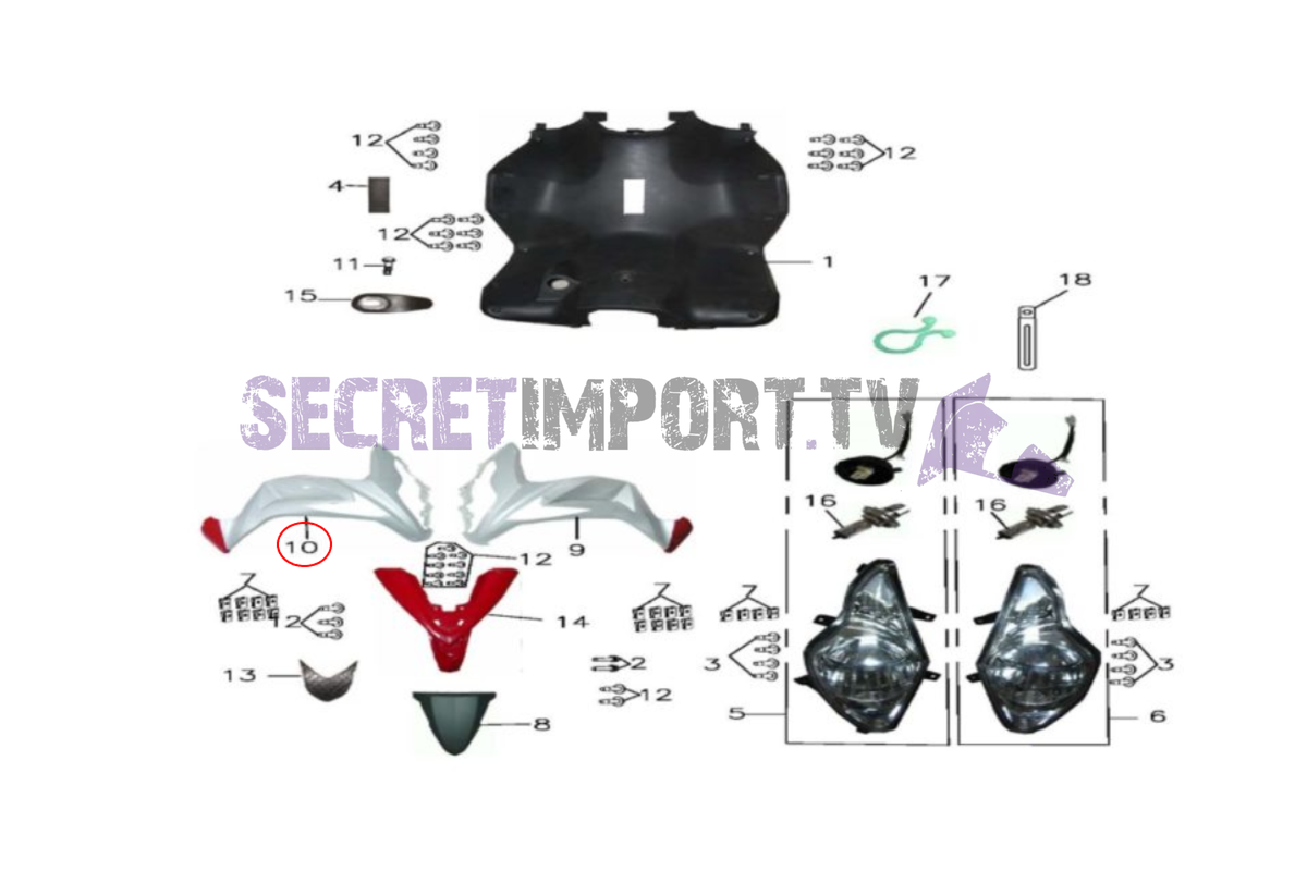 Right Front Side Cover Blue (Adly GTA) - Cache latéral avant droit bleu ...